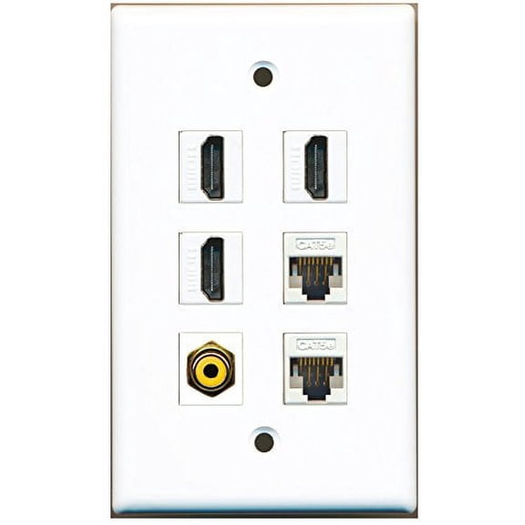 RiteAV - 2 HDMI 2 Port RCA Yellow 2 Port Cat5e Ethernet White Wall ...