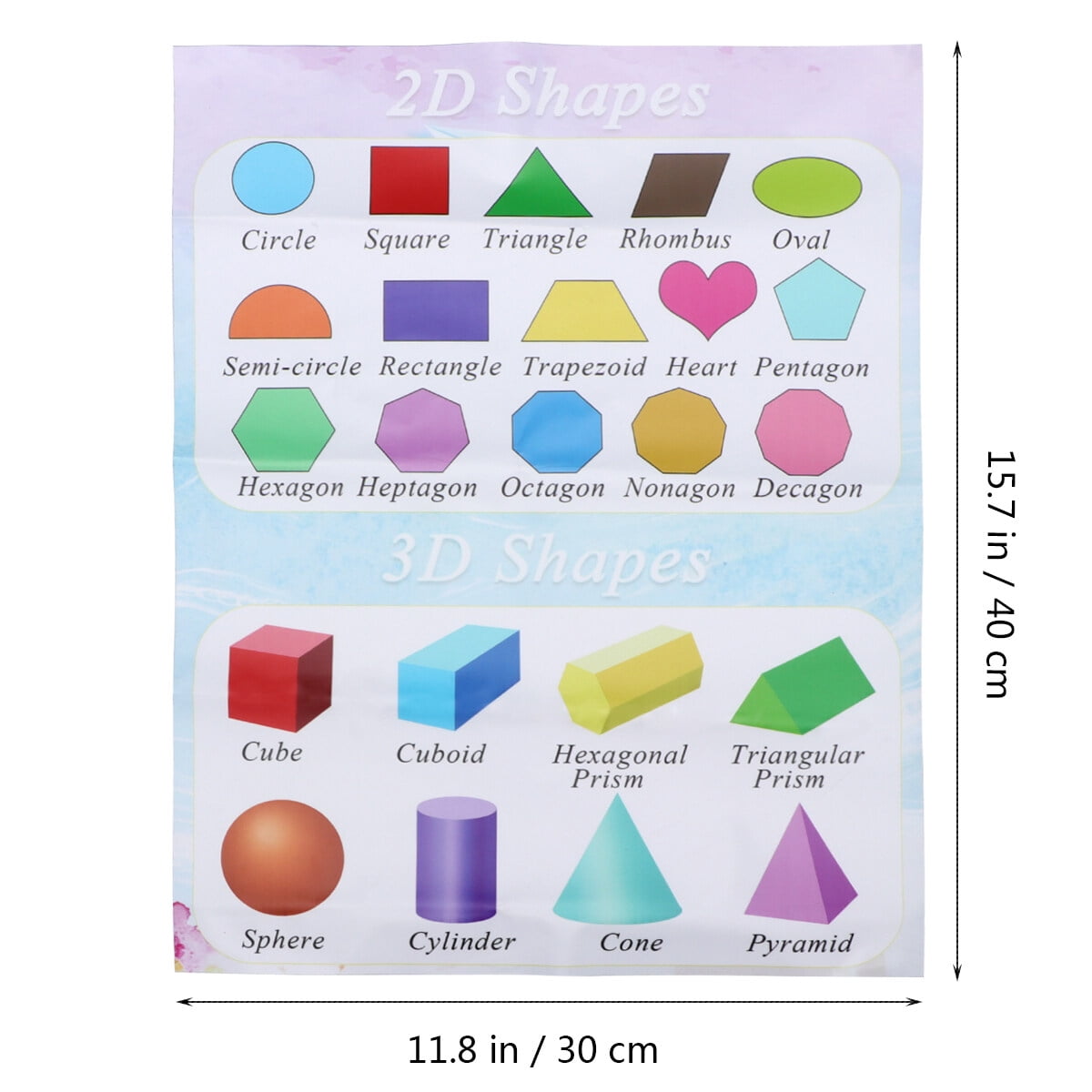 Kids 2d 3d Shapes Children Educational Poster Chart Home