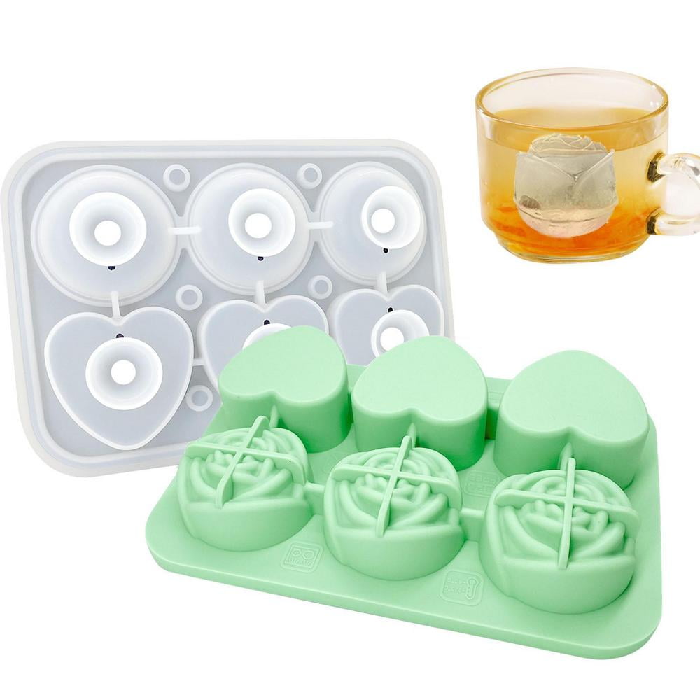 Tohuu Rose Flower Ice Cube Mold 6 Cavity Silicone Leak-Free Reusable ...