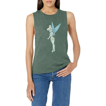 Disney Tinkerbell Tink Vintage Women's Muscle Tank, Pine Green Heather ...