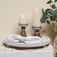 HPC Decor 12in Round Wood Tray - White, Distressed, Farmhouse Rustic ...