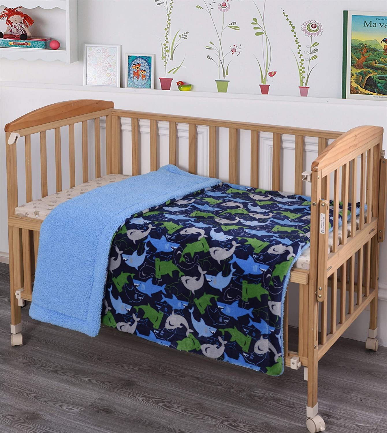 Kids Baby Toddler Super Soft and Cozy Blanket, 40" x 50", Blue Green ...
