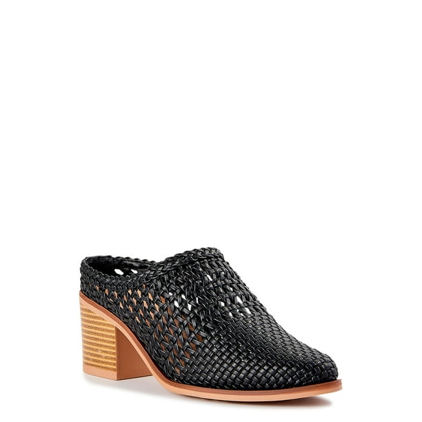 Time and Tru Women's Woven Heeled Mules (Wide Width Available ...