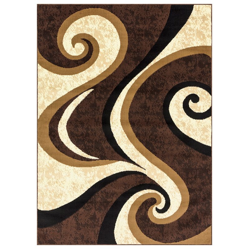 Princess 5x7 Geometric Swirl Abstract Area Rug 808 in Cream Brown ...