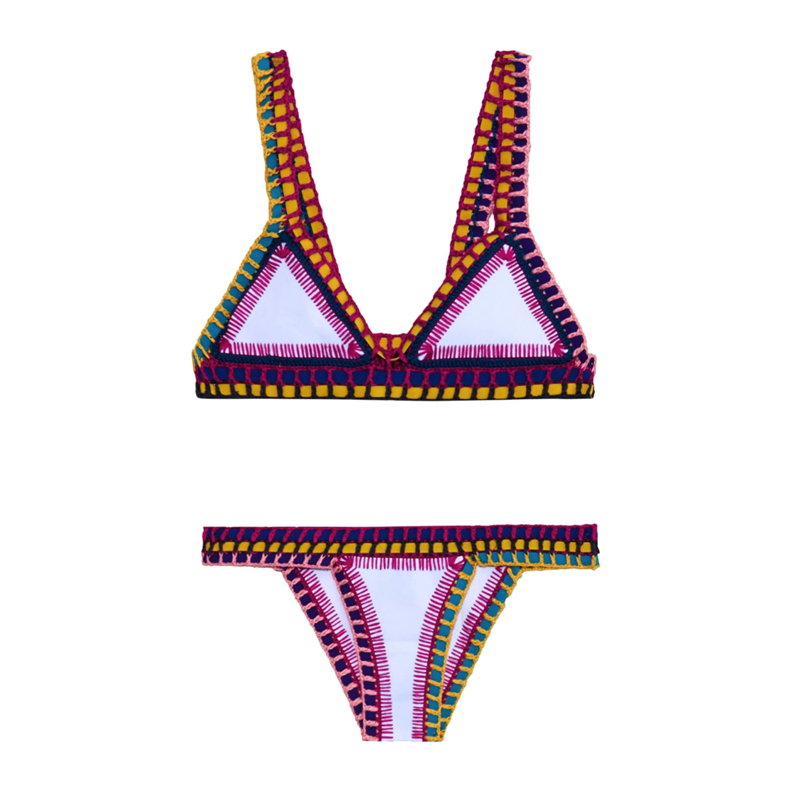 MKLEKYY Trajes De Baño Completo Mujer Women'S Knitted Seashell Triangle Bralette Crochet ...