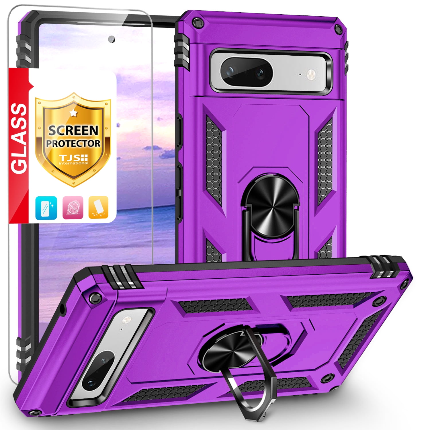 TJS for Google Pixel 7a Phone Case, with Tempered Glass Screen ...