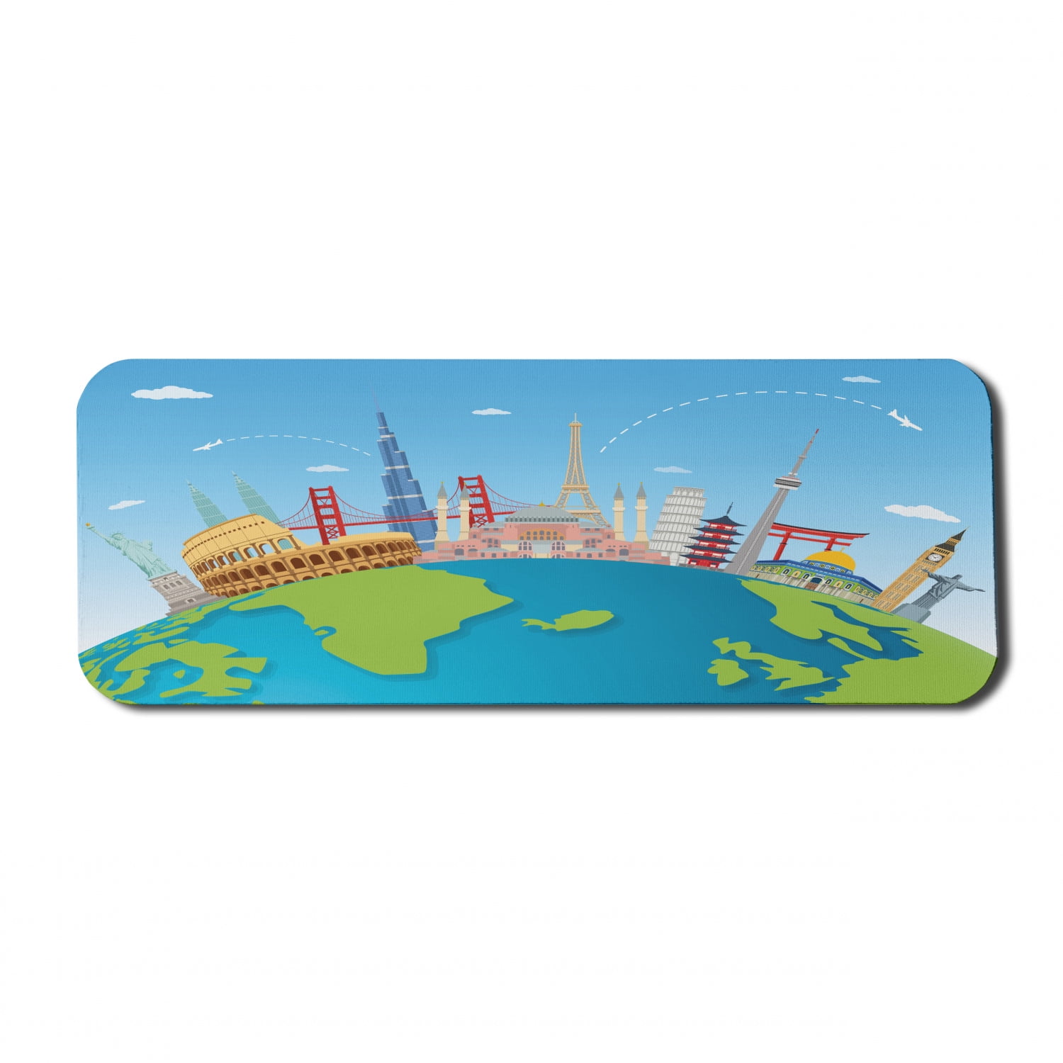 Travel Computer Mouse Pad, Explore the World Themed Graphic with Famous ...