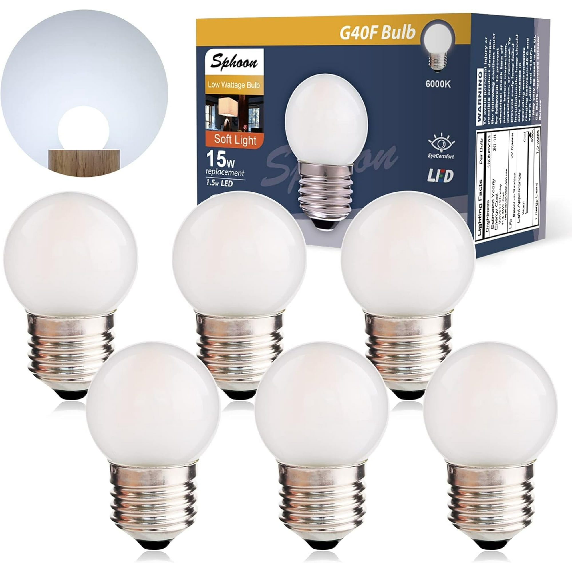 Click here for Siabc-Globe Led Low Watt Light Bulbs 1.5w Equivale... prices