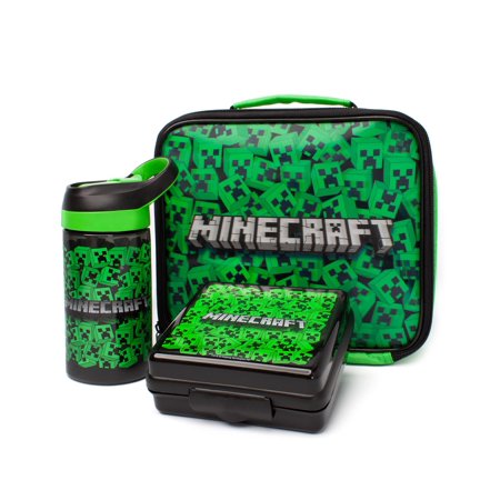Minecraft Lunch Bag Set For Kids | Boys Creeper Lunch Box, Water Bottle ...