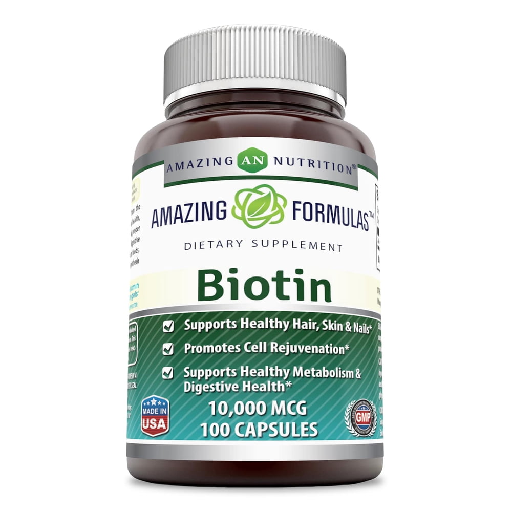 Amazing Formulas Biotin Supplement - 10,000mcg - 100 Capsules ...