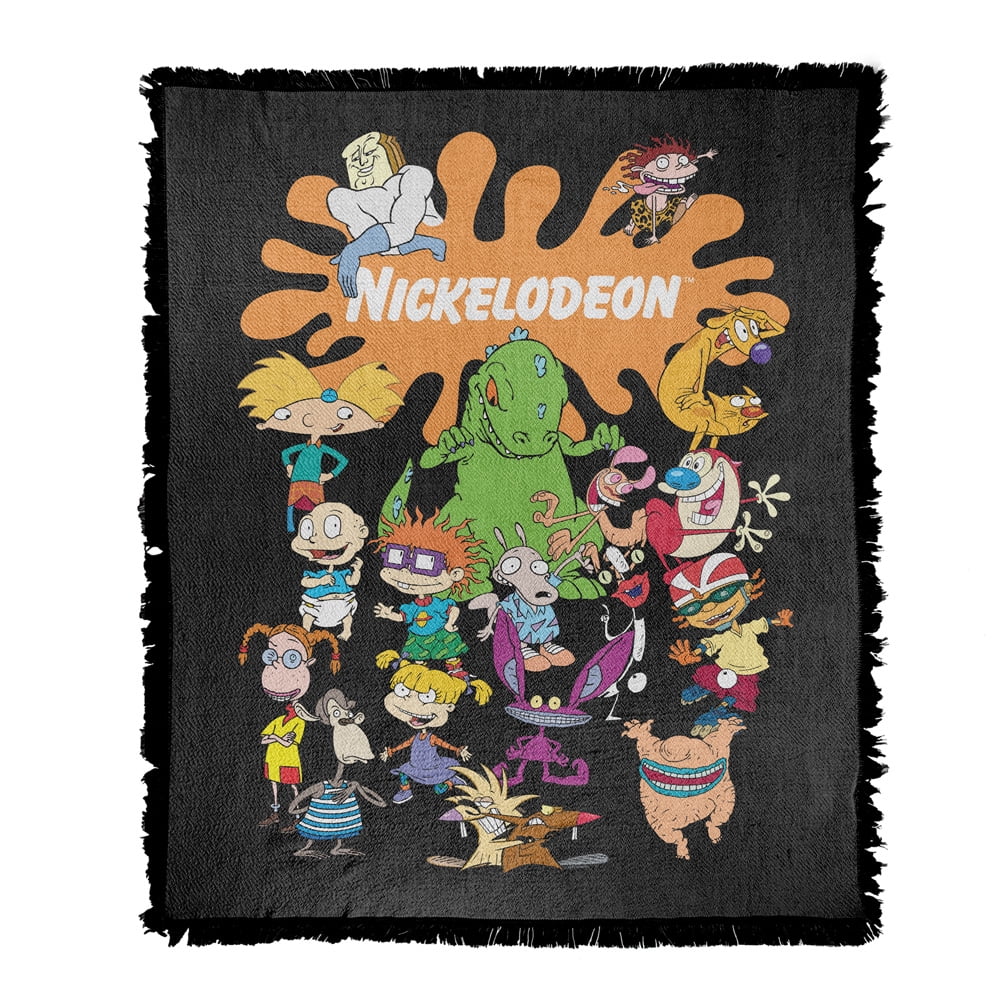 Nickelodeon Brand Blanket, 50"x60" Nick Splat Group Woven Tapestry ...