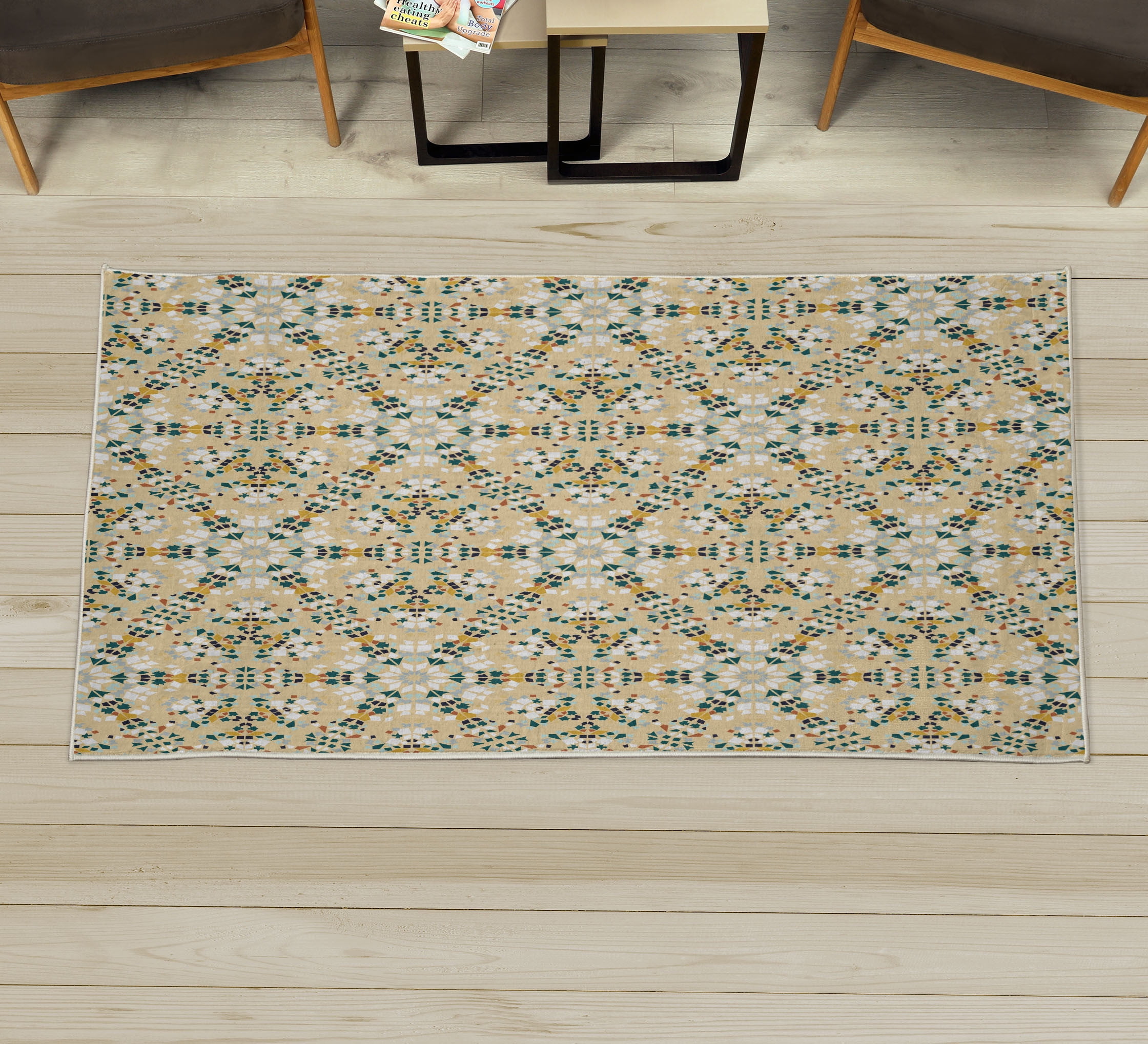 Mosaic Decorative Rug, Antique Roman Time Inspired Rock Design with ...