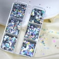 6 Grids Holographic Geometric Shape Glitter Nail Art Decorations with ...