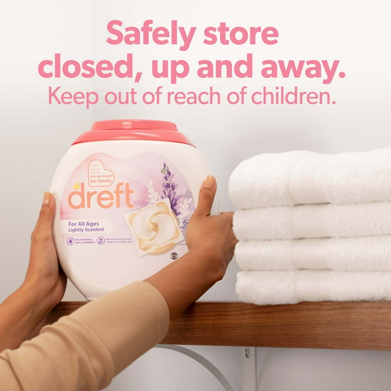 Dreft Baby Laundry Detergent XL Pacs Sensitive Skin Hypoallergenic Lightly Scented Lavender 18 Count