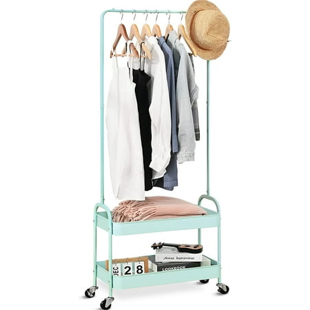 KINGRACK 2-in 1 Garment Rack, Clothing Rack with 2 Tier Metal Basket ...