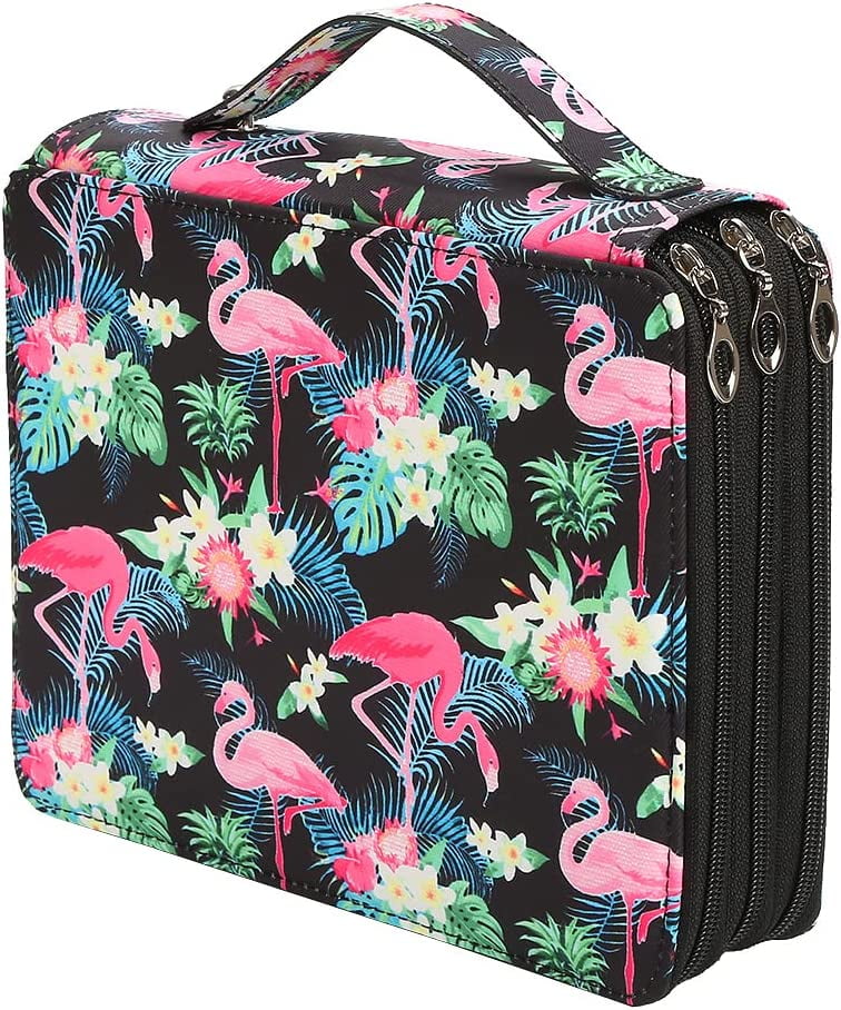 Lbxgap Portable Colored Pencil Case Flamingo Pattern 124 Slots Colored ...