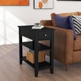 Narrow End Table with Drawer and Shelf, 3-Tier Sofa End Table for Small ...