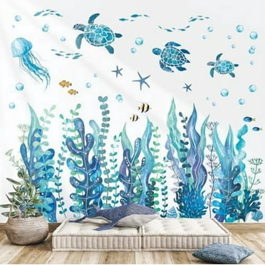 46x15/116x38cm Sea Animals Window Clings Double Sided Ocean Sticker Sea ...