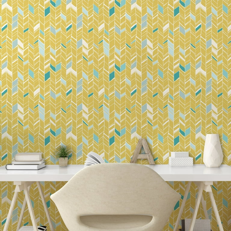 Yellow And Grey Chevron Wallpaper