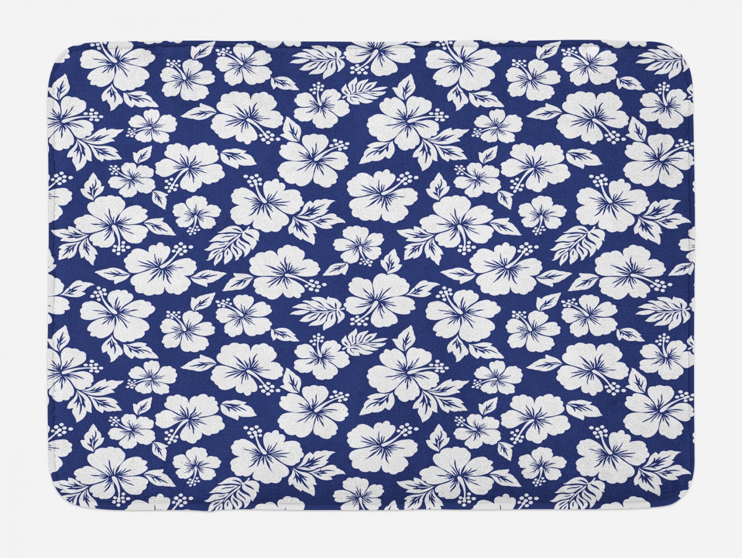Hawaii Bath Mat, Hibiscus Silhouettes Flowering Mallow Family Plant ...
