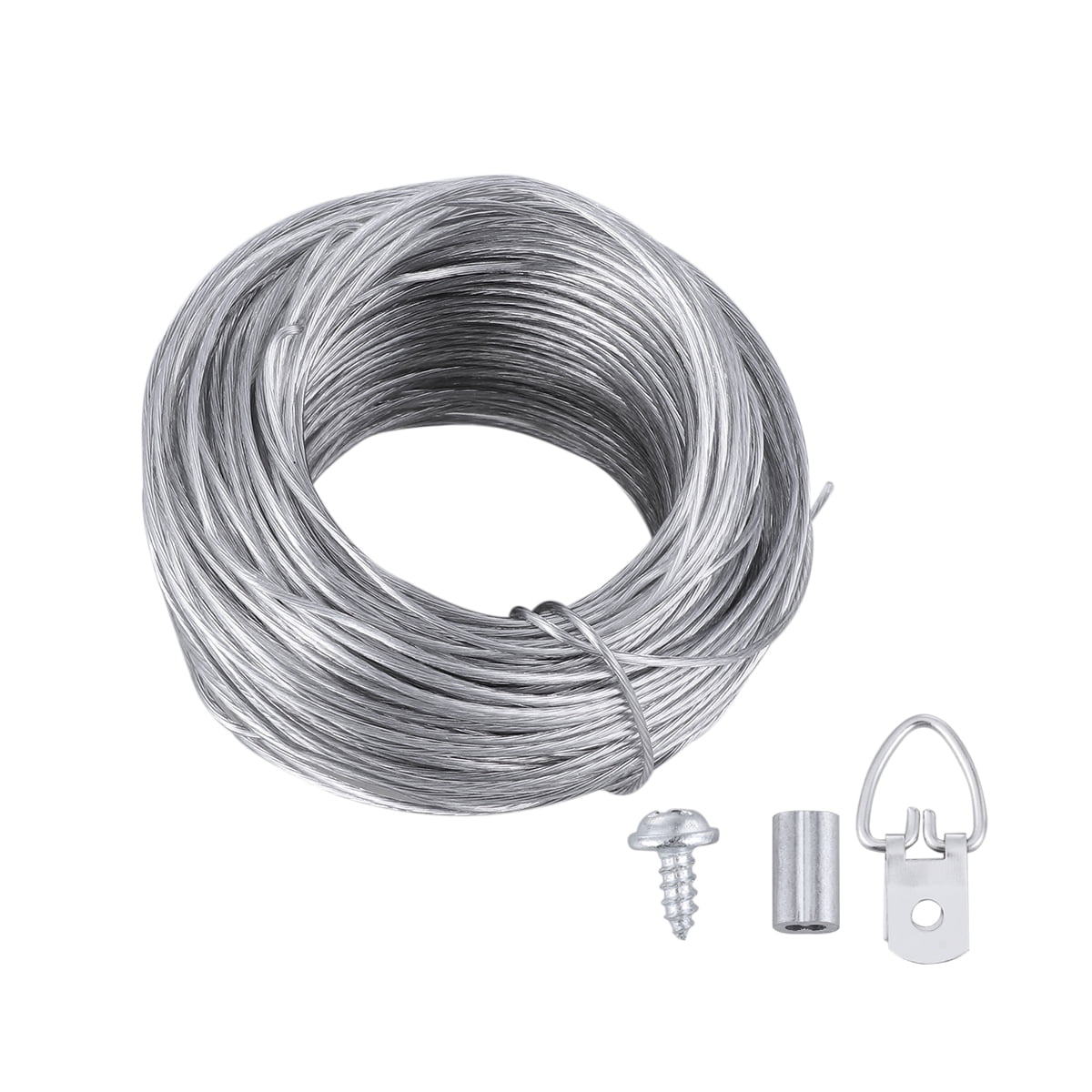 Qusenong 30.5m Wire Rope And 20sets Photo Frame Hanging Hooks Kit Picture Hangers Picture Hanging Wire Set M