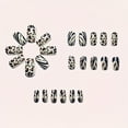 24 Pieces Women's Press on Nails Set - Black Leopard Print & Stripe ...