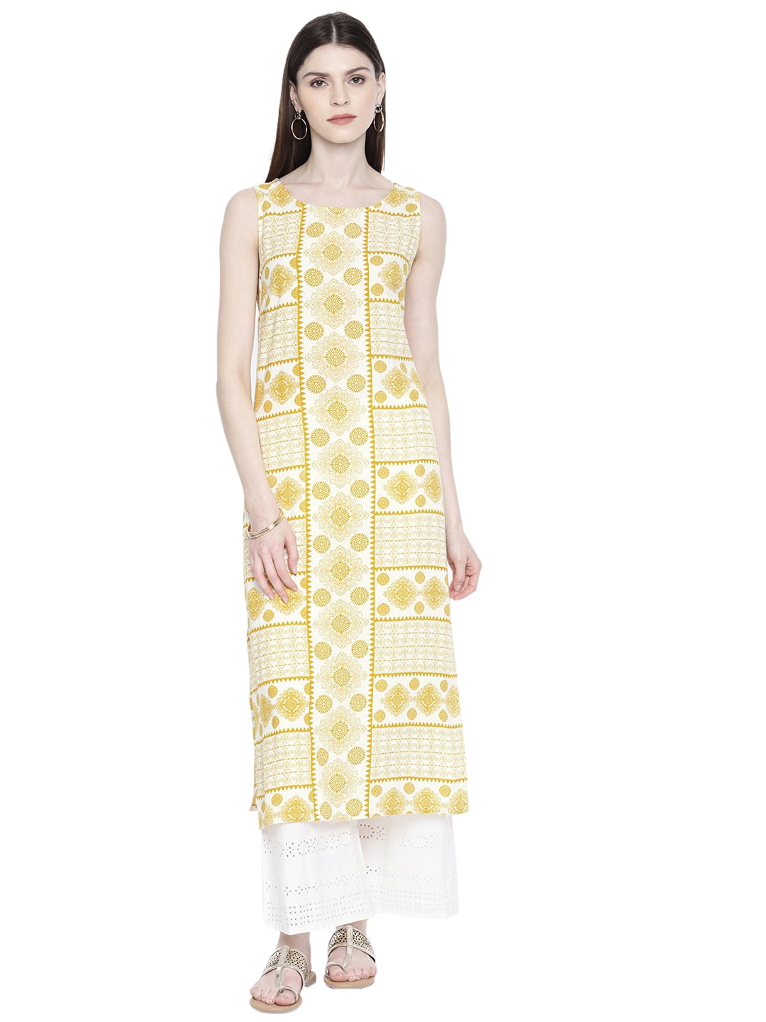 eloria Women's Fashion Stylish Printed Sleeveless Kurti In Round Neck ...