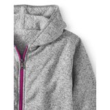 Marled Plush Zip Hooded Jacket With Sherpa Lining (Little Girls & Big ...