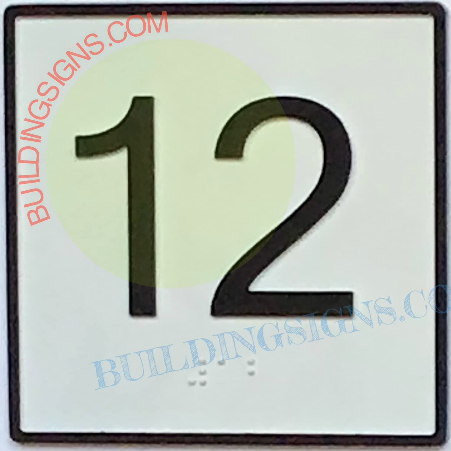 Elevator Floor Number 12 Sign- Elevator JAMB Plate Floor 12 Sign (White ...