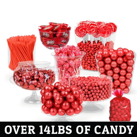 Red Candy Buffet - (Approx 14lbs) Includes Hershey's Kisses, Kit Kats ...
