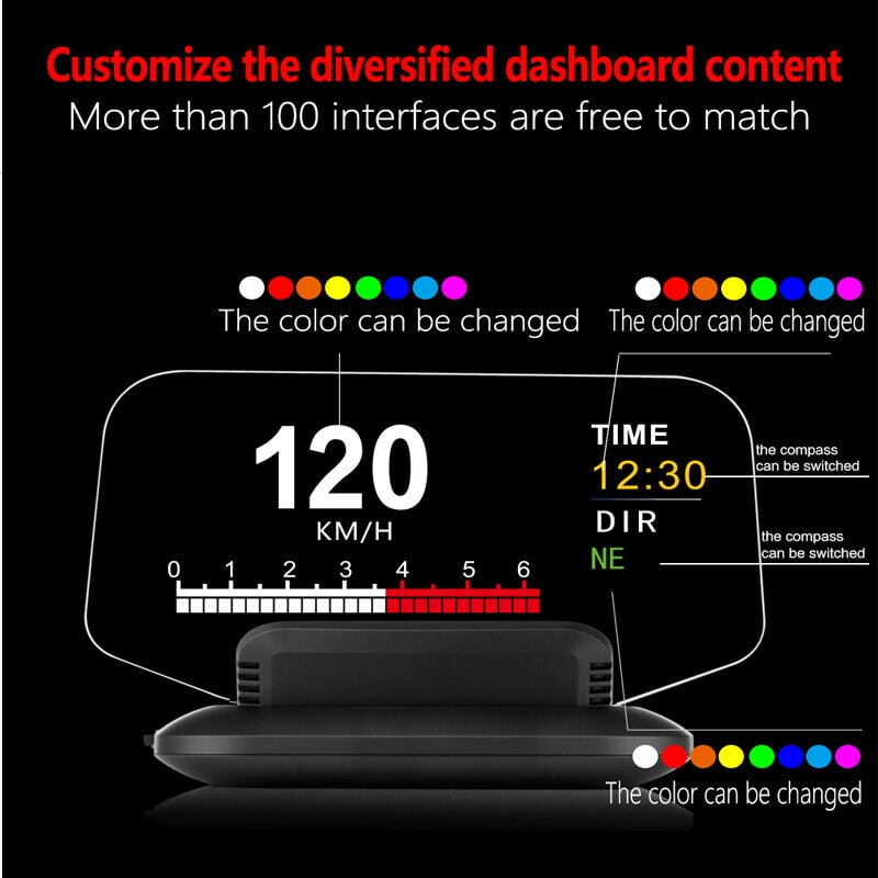 Pantalla de visualización frontal OBD2 Navi HUD espejo GPS HUD ...