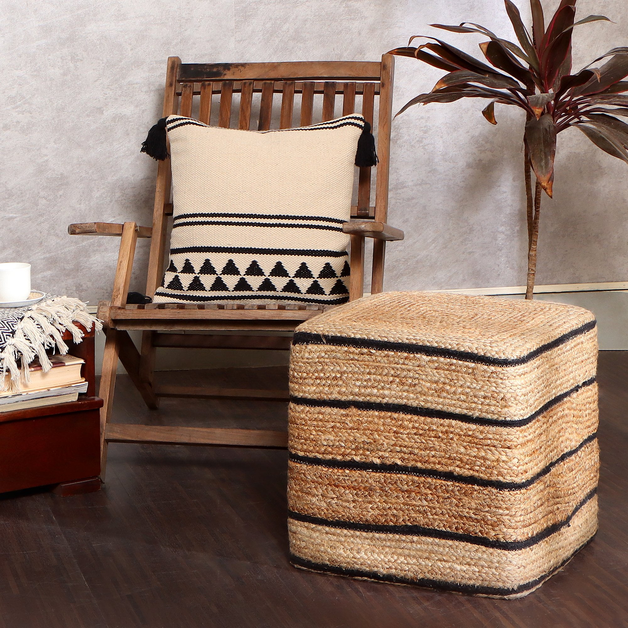 REDEARTH Cube Pouf Ottoman -Poof Pouffe Accent Chair Cylindrical Seat ...