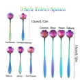 CMrtew 9 Pc Rainbow Flower Spoon Set, Stainless Steel Reusable Tea Scoops Stirring Coffee Mixing ...