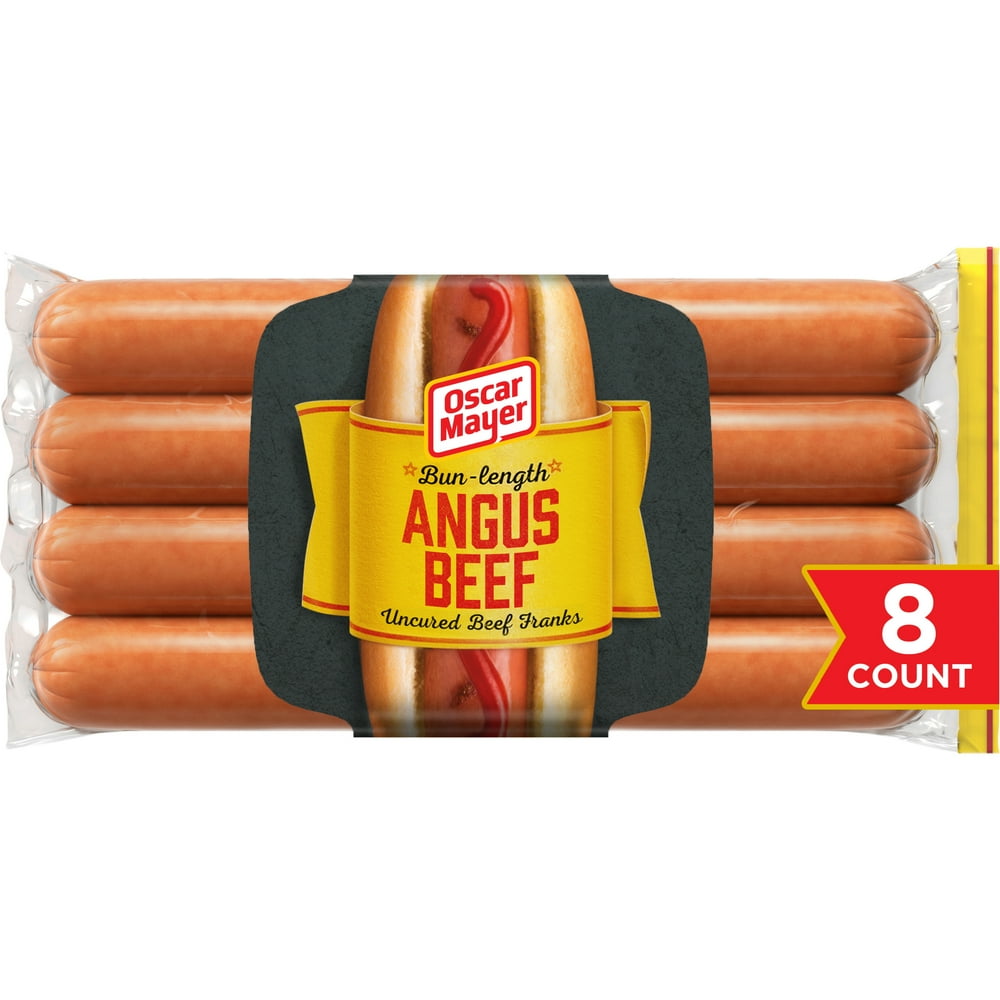 Oscar Mayer Bun-Length Angus Beef Uncured Beef Franks Hot Dogs, 8 ct ...