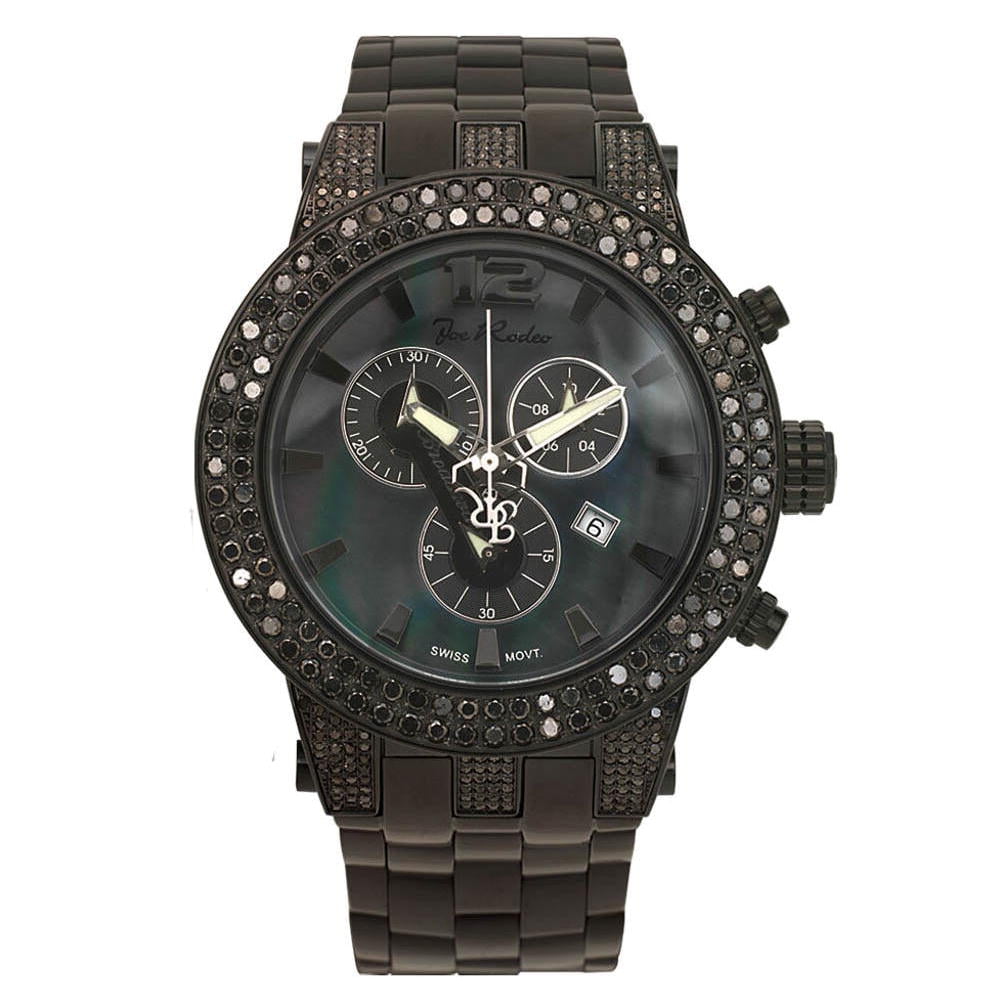 Black Joe Rodeo Mens Diamond Watch Genuine Diamonds 6.5 ctw, 45 mm size ...