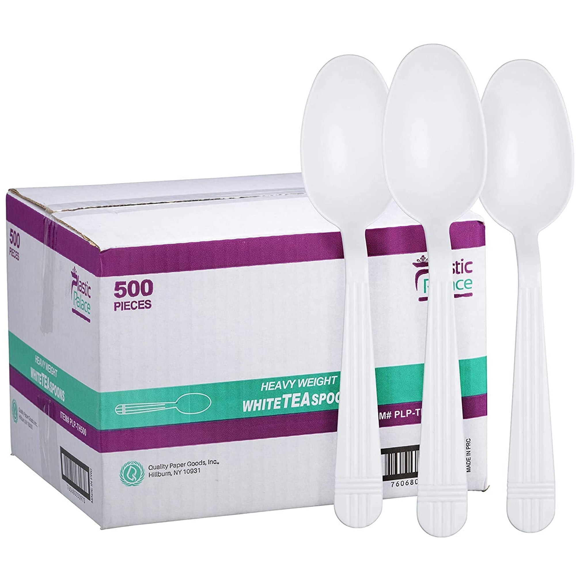 Displastible Disposable White Plastic Tea Spoons Heavyweight BPA-Free ...