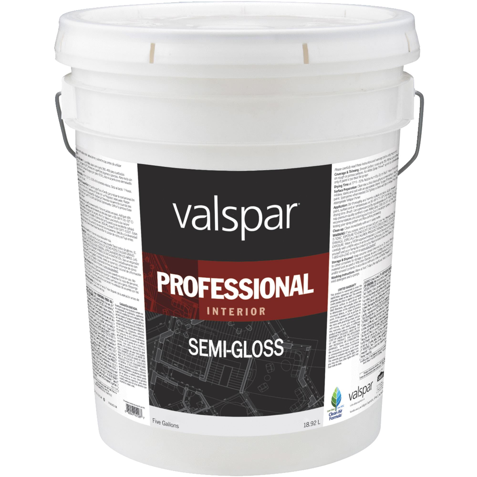 Valspar Professional Latex Semi-Gloss Interior Wall Paint, Light Base ...