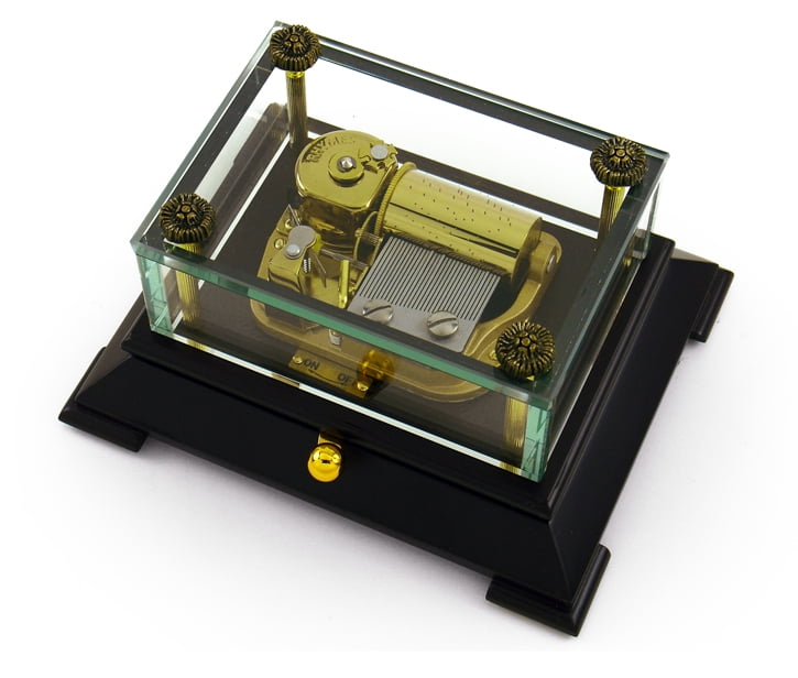 Exclusive 30 Note Crystal Music Box with Contemporary Wooden Base ...
