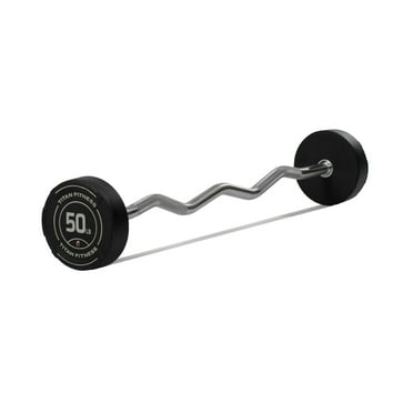 Titan Fitness 20 LB-110 LB Rubber EZ Curl Fixed Barbells, Pre-Loaded ...