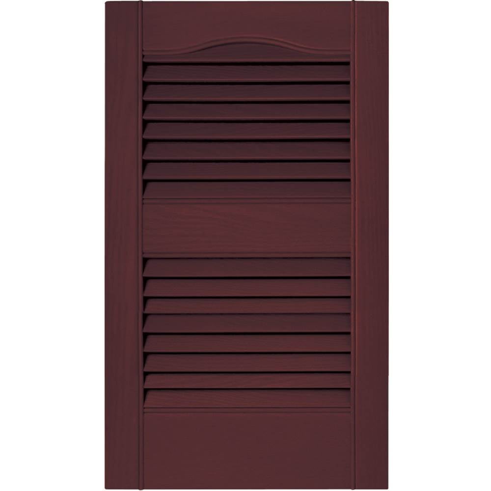 15 in. Vinyl Louvered Shutters in Bordeaux - Set of 2 (14.5 in. W x 1 ...
