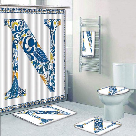 EREHome Letter N Floral in Vintage Alphabet Font N in Azulejo Inspired ...