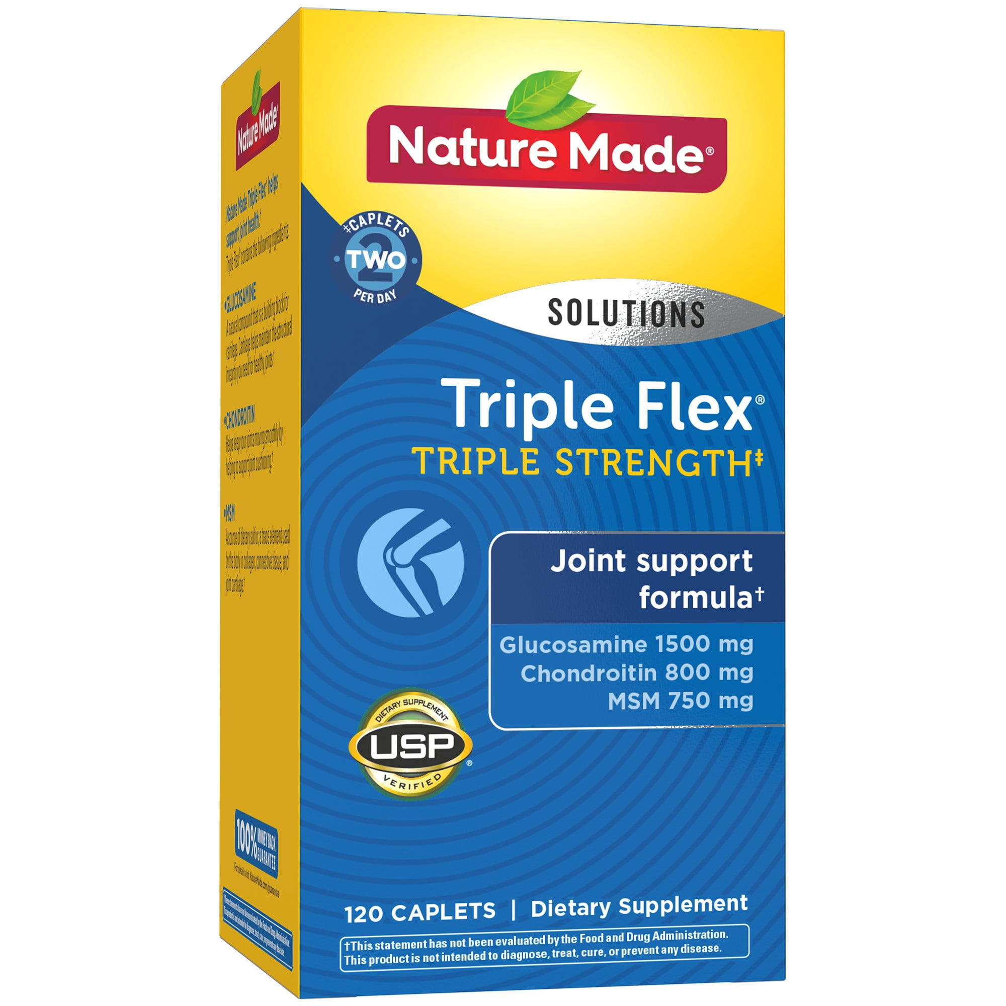 Nature Made Triple Flex Triple Strength Caplets, 120 Count for Joint ...