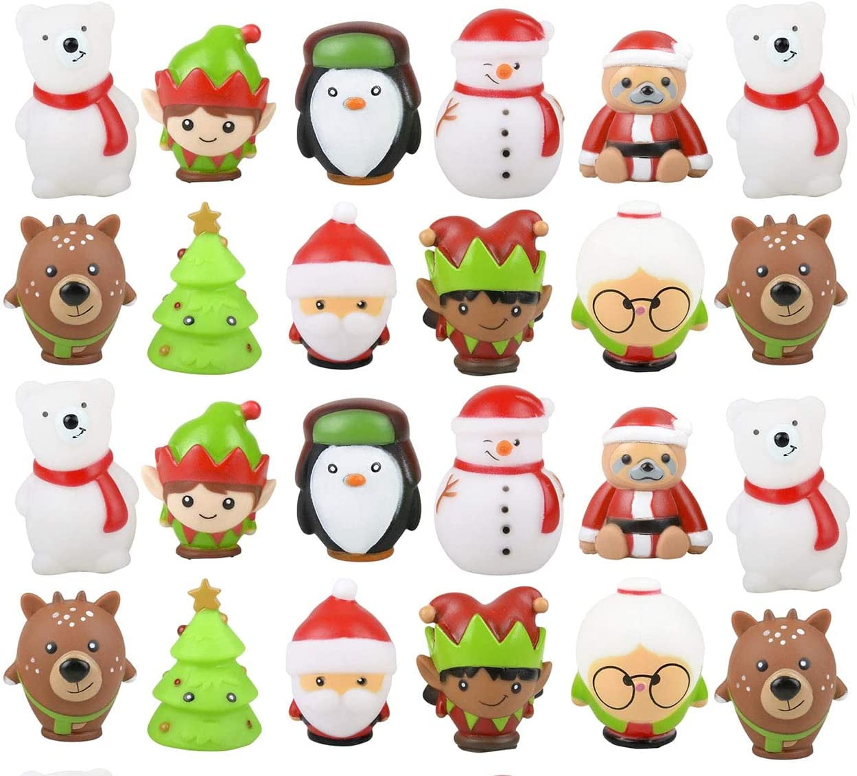 Set of 50 Cute Christmas Themed Vinyl Characters - Fun Party Favor Toy ...