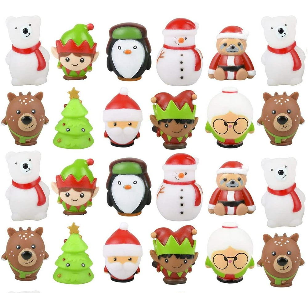 Set of 50 Cute Christmas Themed Vinyl Characters - Fun Party Favor Toy ...