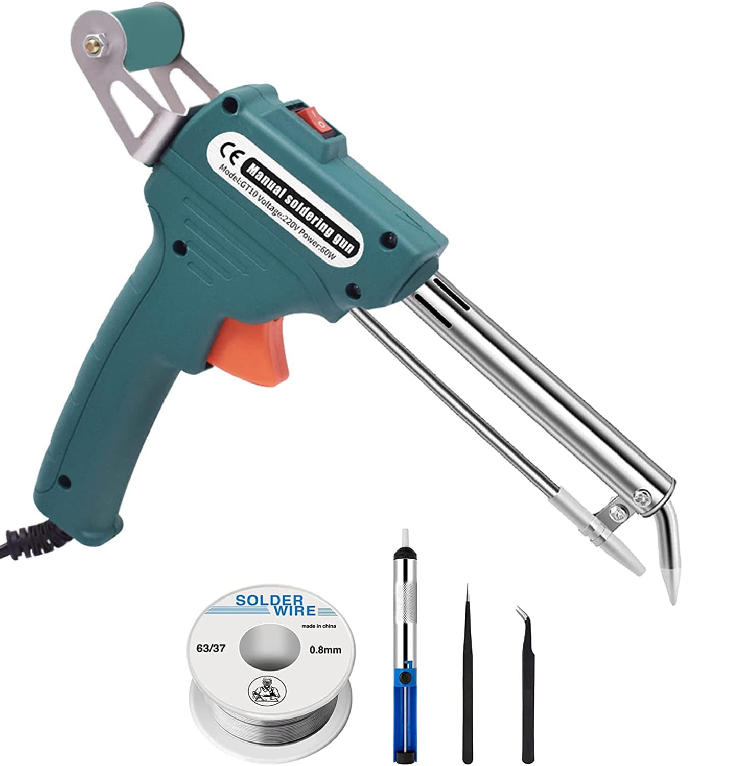 TekDeals Auto Soldering Iron Kit 60W 110V Corded Electric Welding Gun ...