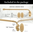 MERIVILLE 14"-24" Swing Arm Curtain Rod, 1/2" Diameter, Gold, 2 Pieces ...