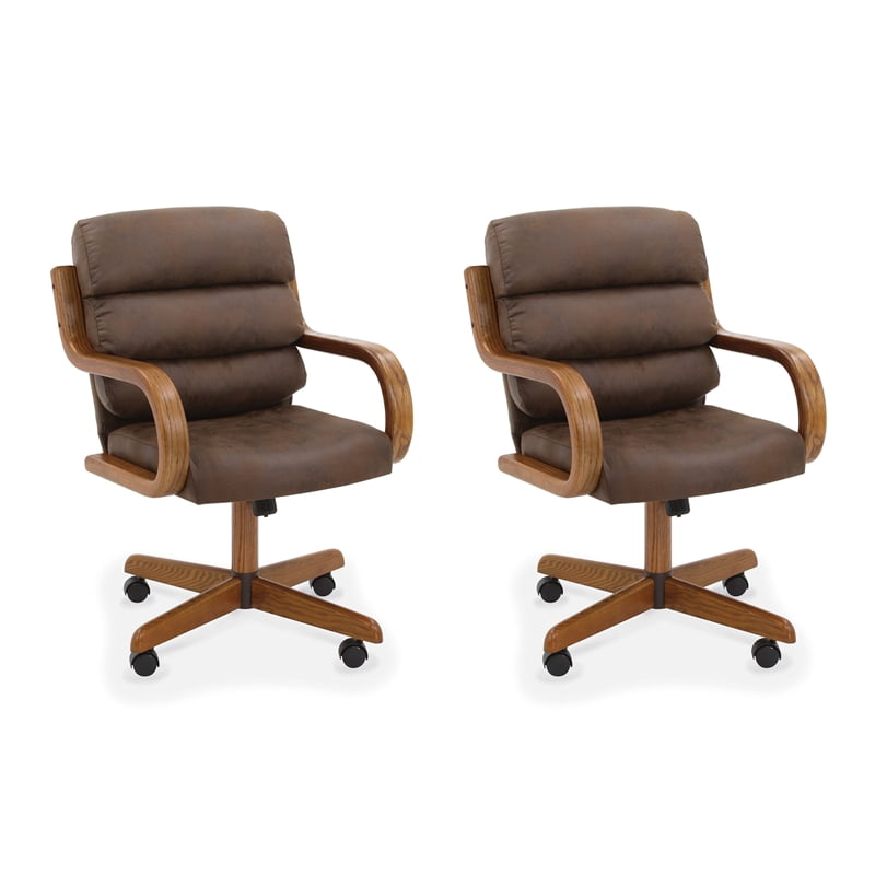 Chromcraft Douglas Swivel Dining Arm Chair In Chestnut Set Of 2