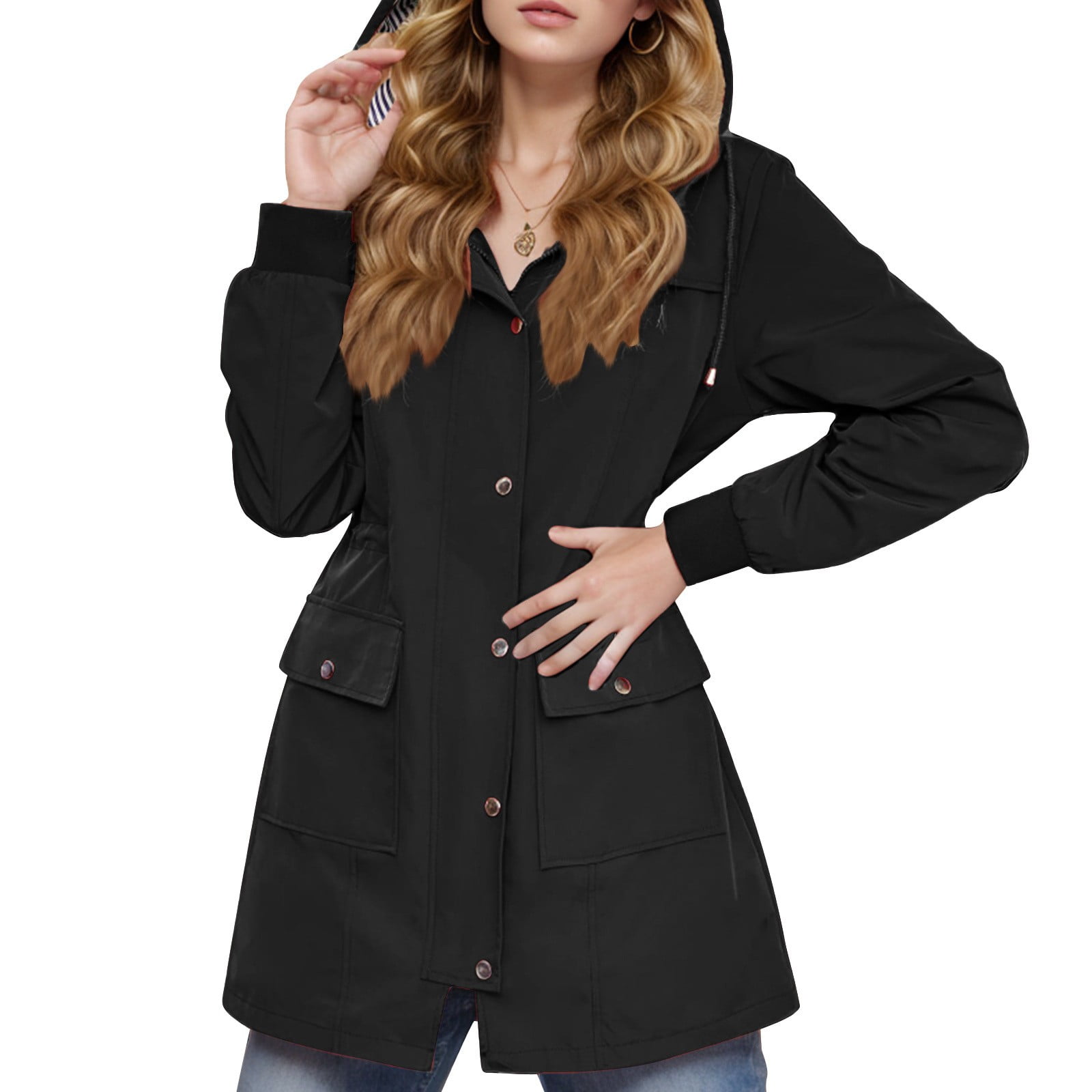Click here for Pmvfhde Ladies Rain Jacket Women Fashion Solid Hoo... prices