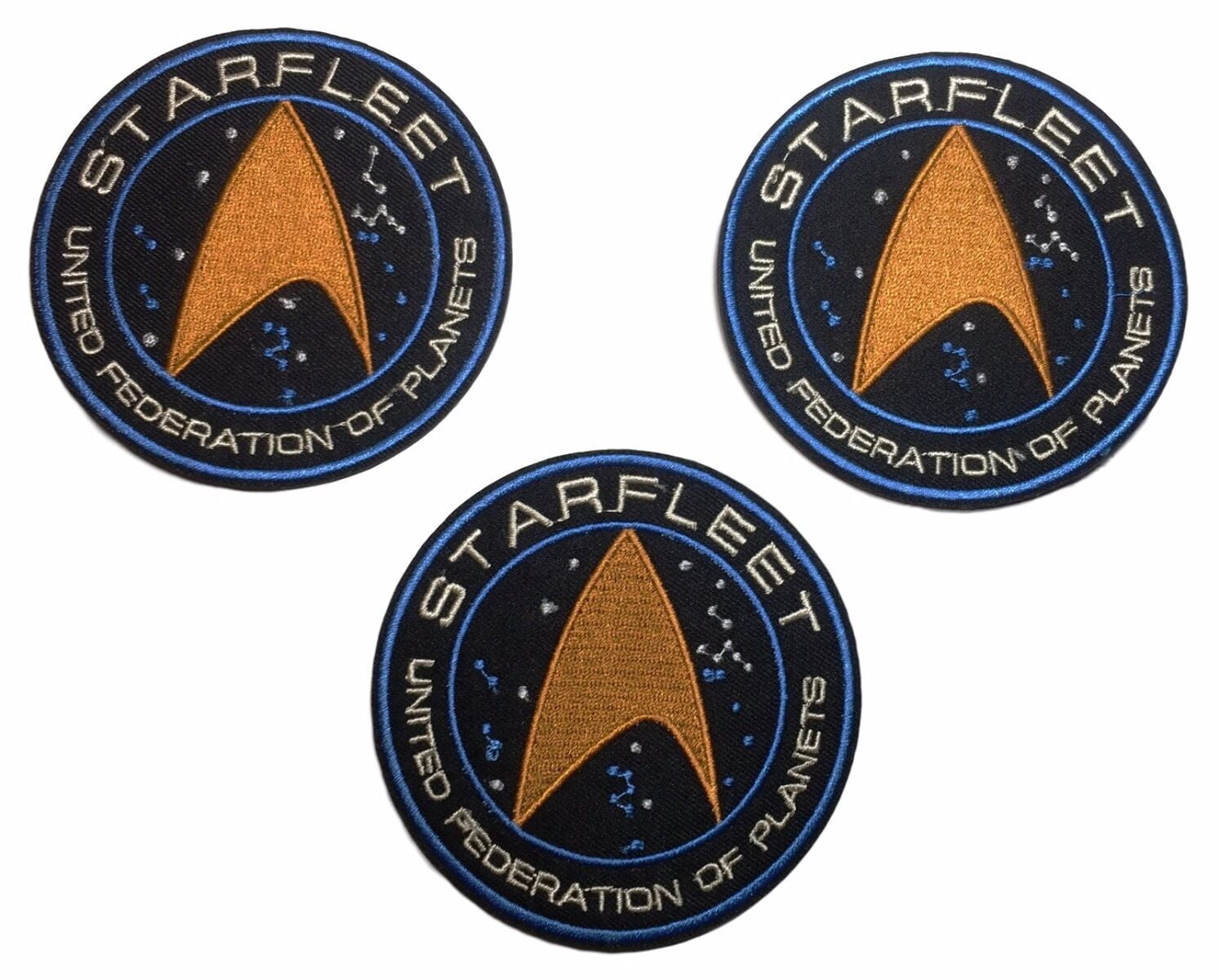 Star Trek Starfleet UFP Command 3.5" Wide Set of 3 Iron-On Embroidered ...