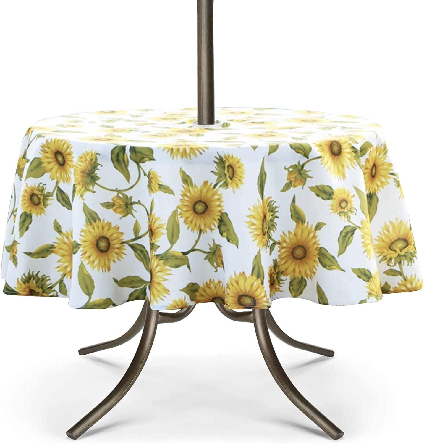 UMINEUX Outdoor Tablecloth with Umbrella Hole and Zipper, Spring/Summer ...